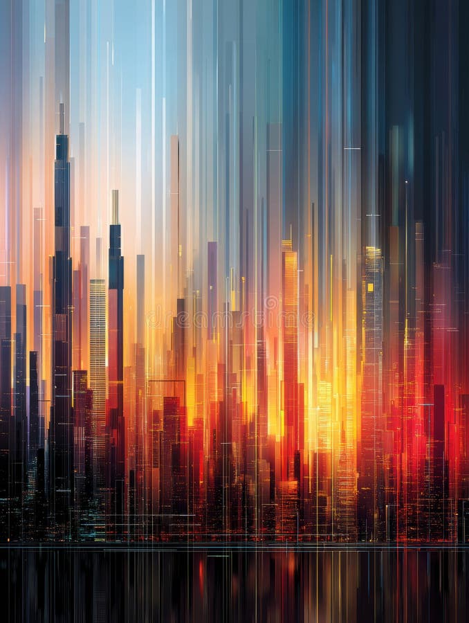 Contrasting Abstract Skylines of Tech Hubs Showcasing Shenzhen and ...