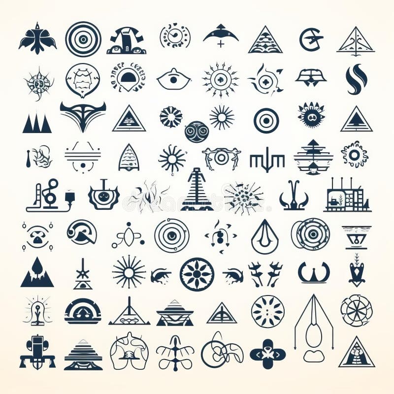 Contrasting Black and White Symbols on White Background Stock ...