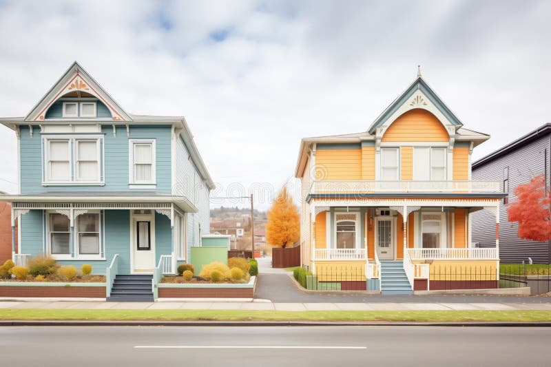 Adjacent Victorian Houses Stock Illustrations – 1 Adjacent Victorian ...