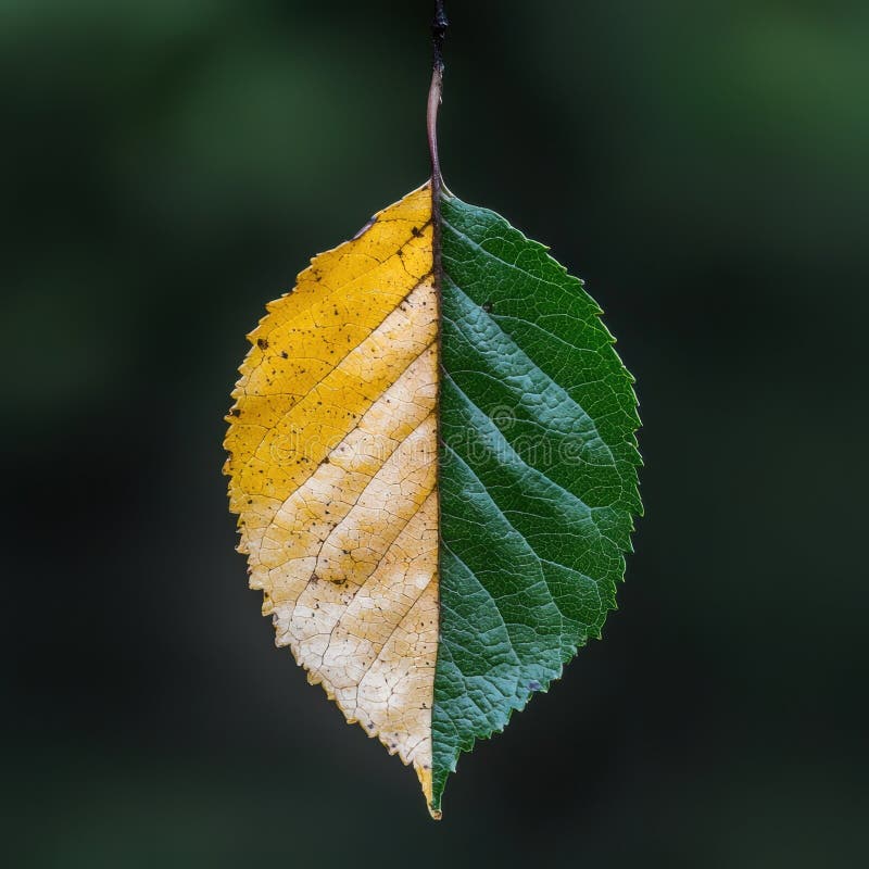 Contrasting Colors of Autumn Leaf Stock Illustration - Illustration of ...