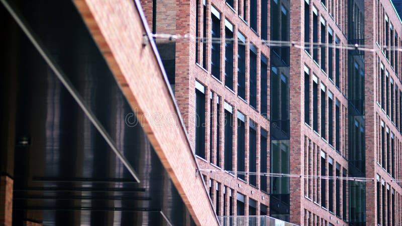 Modern Brick and Glass Facade of the Office Building. Stock Image ...
