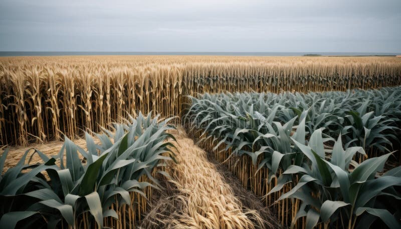 Contrasting Cornfield Paths Stock Photo - Image of fields, scenic ...