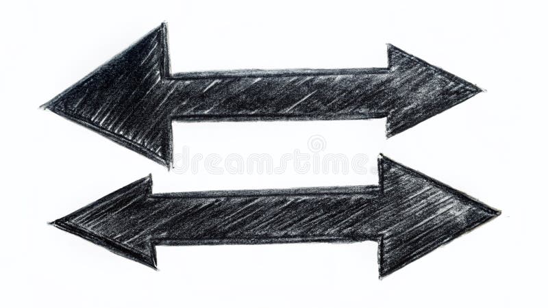 Contrasting Directional Arrows HandDrawn Black Arrows Pointing in ...