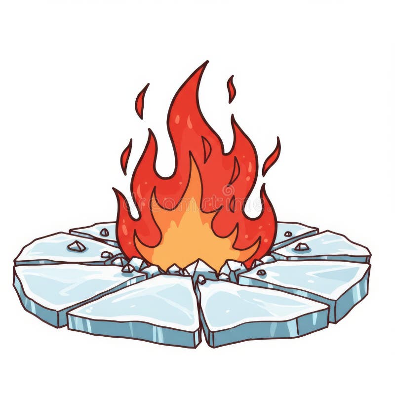 Contrasting Elements of Fire and Ice Pixel Art with Red Flames and Cold ...