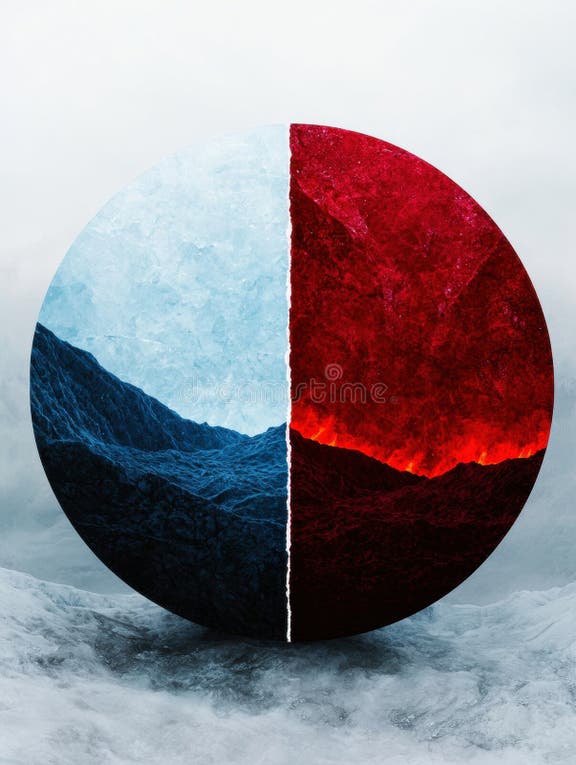 Contrasting Elements of Ice and Fire Stock Illustration - Illustration ...