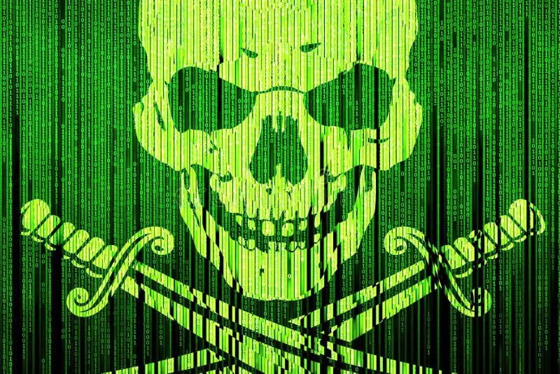 A Contrasting Jolly Roger on a Bright Green Background from a Matrix of ...