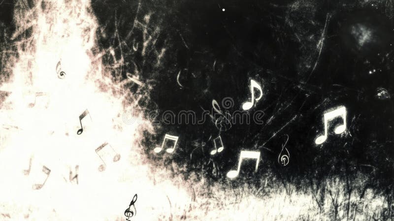 Contrasting Musical Notes Amidst Black and White Chaos Stock ...