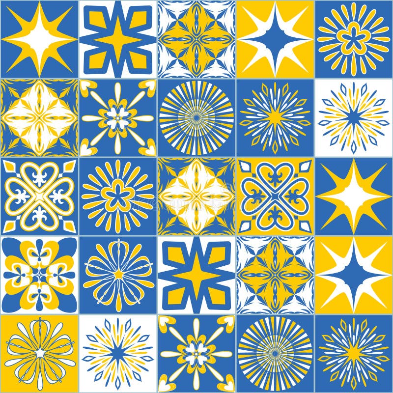 Contrasting Pattern for Decorative Ceramic Tiles in Spanish Azulejo ...
