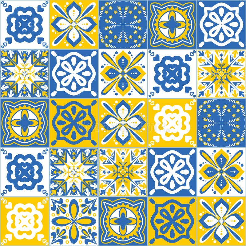 Contrasting Pattern for Decorative Ceramic Tiles in Spanish Azulejo ...