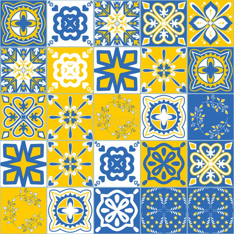 Contrasting Pattern for Decorative Ceramic Tiles in Spanish Azulejo ...