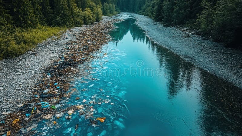 Contrasting Polluted River with Trash Against Pristine Clear Water ...