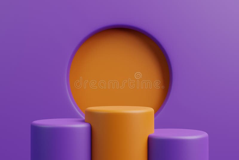 Contrasting Purple Podiums with an Orange Circular Background Stock ...