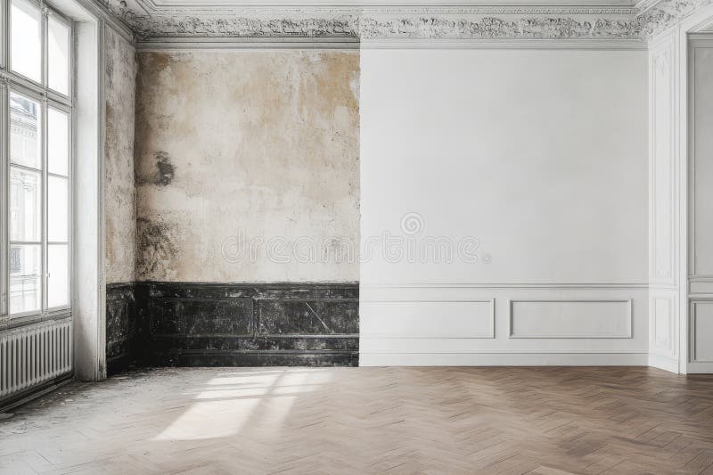 Contrasting Renovation a Realistic Interior Space Showcasing Old and ...