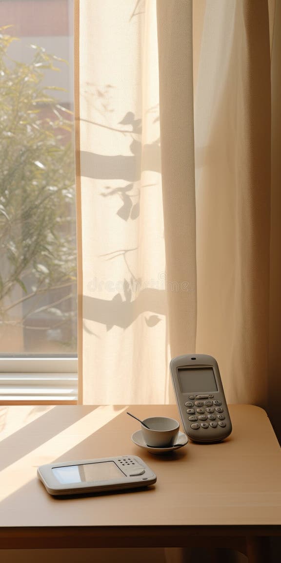 Contrasting Shadows: a Desk by the Window Stock Illustration ...