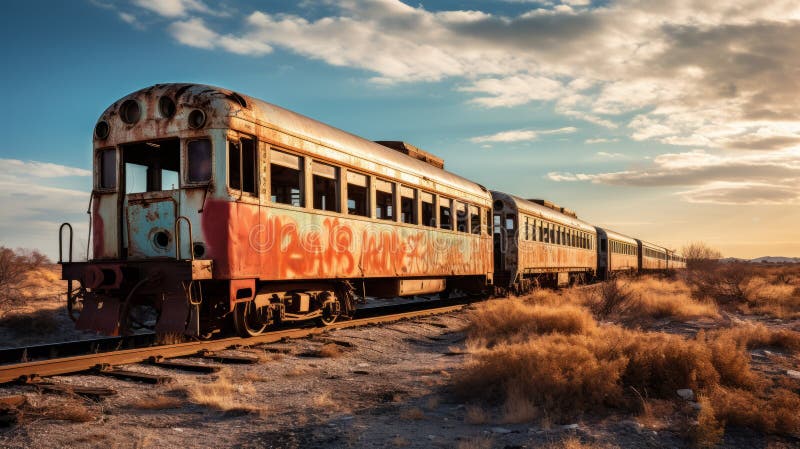 Contrasting Trains: Pristine and Rusty Stock Illustration ...