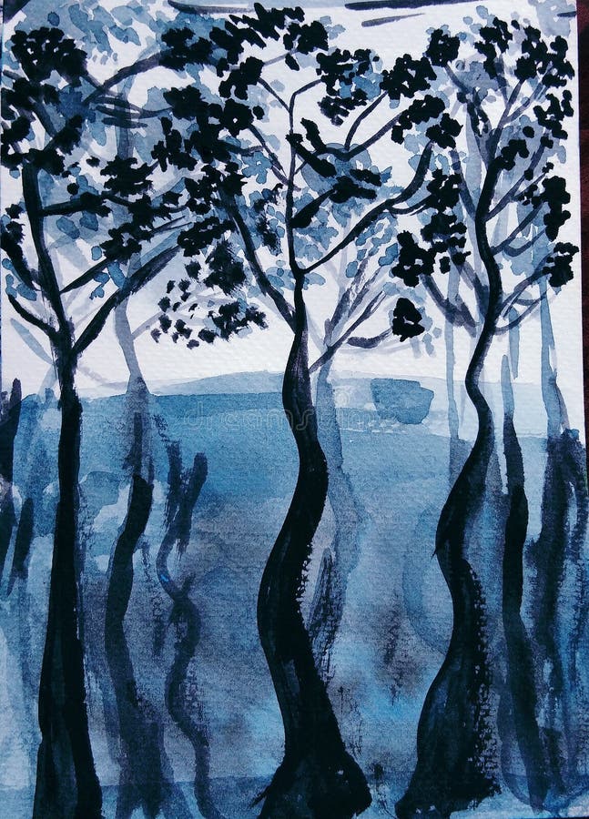 Contrasting Trees in Nature Stock Illustration - Illustration of ...