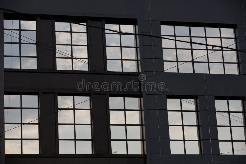 Nine Windows on a Light Blue Wall Stock Image - Image of windows, nine ...