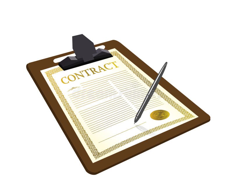 Contrat Avec L'illustration De Crayon Lecteur Illustration de Vecteur ...