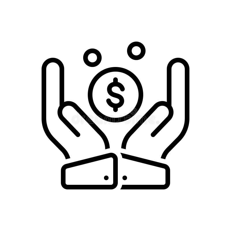 Black Line Icon for Contribute, Economy and Budget Stock Vector ...