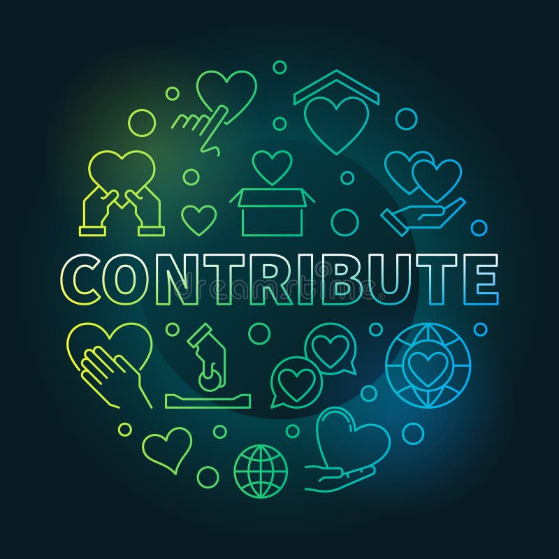 Contribute Round Vector Illustration in Thin Line Style Stock Vector ...