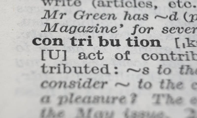 Contribution Dictionary Definition Close-up Stock Image - Image of ...
