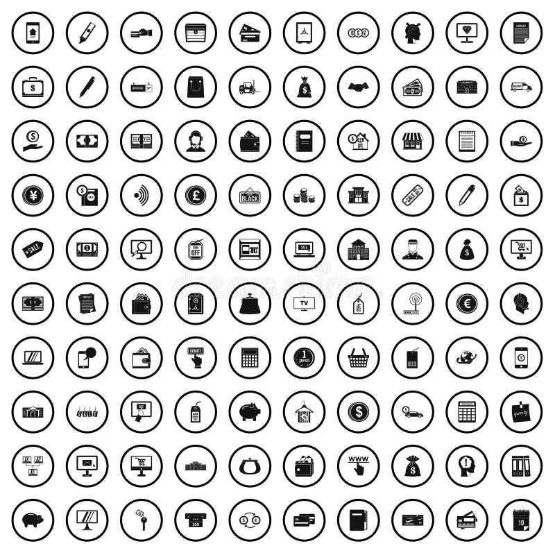 100 Contribution Icons Set, Simple Style Stock Vector - Illustration of ...