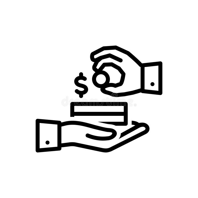 Black Line Icon for Contributions, Donation and Welfare Stock Vector ...