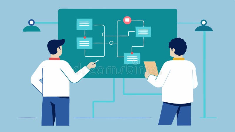 Control Algorithm Discussion Two Engineers Stand Next To a Whiteboard ...
