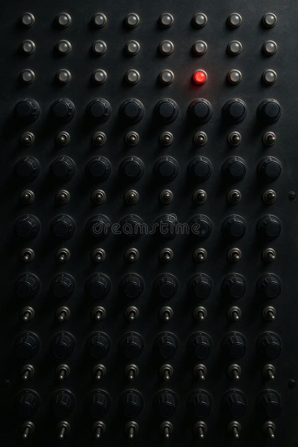 Control Board with Knobs and One Red Alert Light Stock Illustration ...