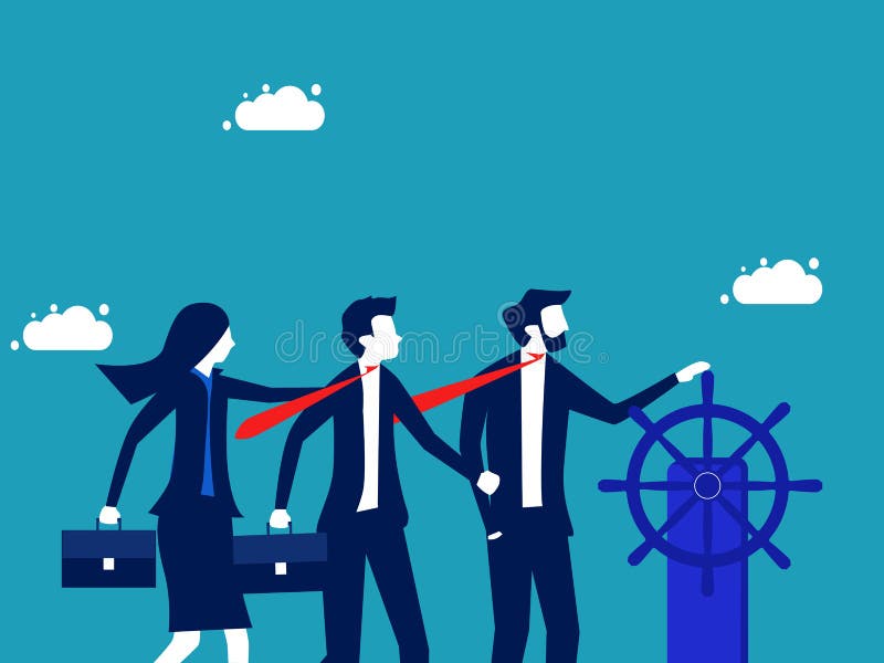 Control the Business. Business Man Leader Controls the Steering Wheel ...