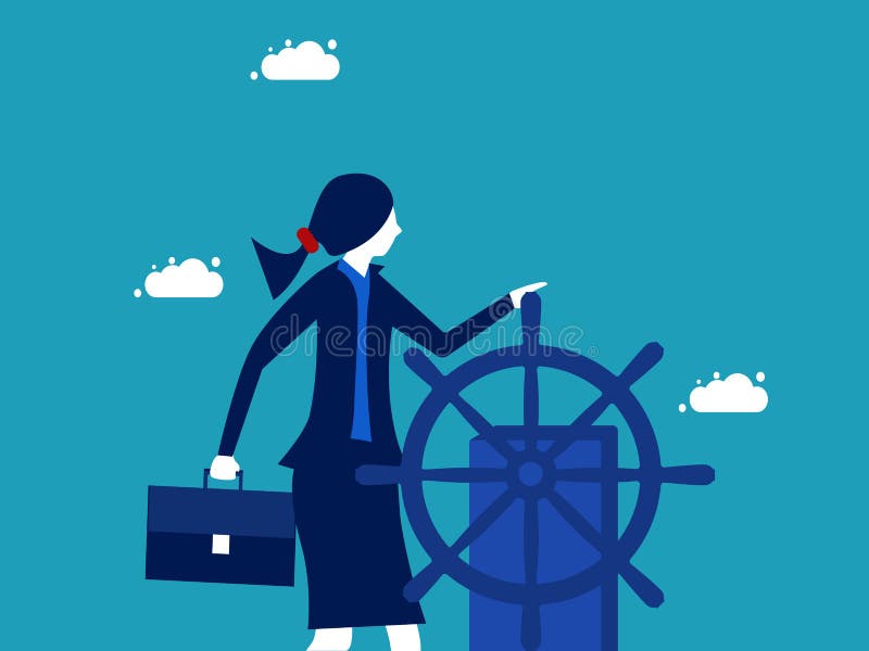 Control the Business. Business Woman Leader Controls the Steering Wheel ...