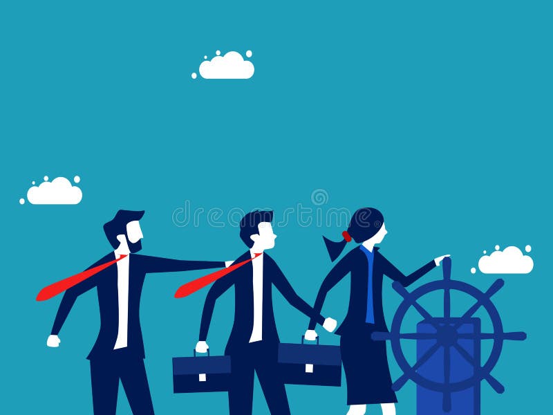 Control the Business. Business Woman Leader Controls the Steering Wheel ...