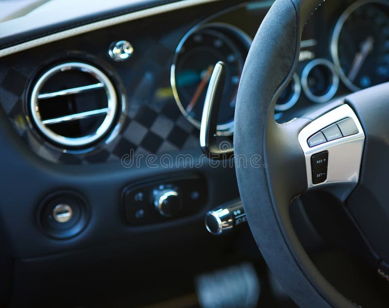 Control Buttons on the Steering Wheel of a Car Stock Photo - Image of ...