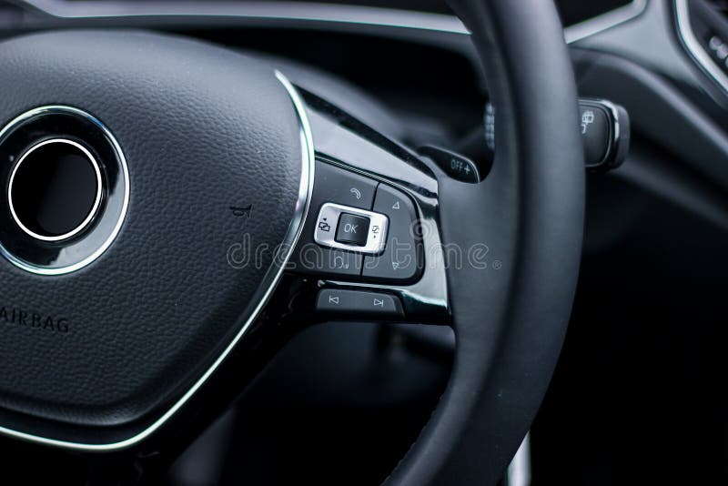 Control Buttons on Steering Wheel Stock Photo - Image of transport ...