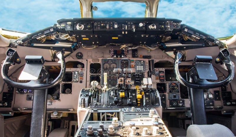 Control Cabin of an Airplane Stock Image - Image of equipment, flight ...