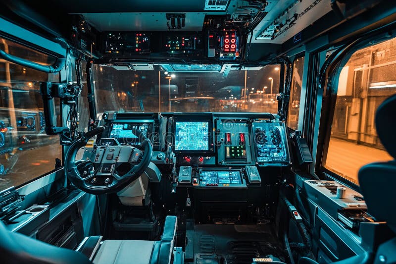 The Control Cabin of a Specialized Vehicle Features an Array of ...