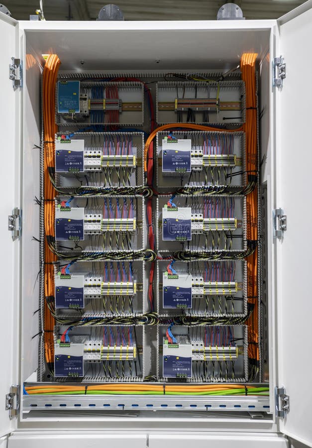 Control Cabinet with Electronic Components Stock Photo - Image of ...