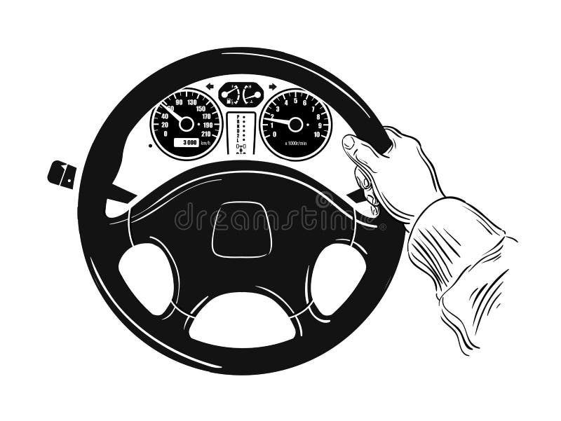 Control of the Car. Hand on Car Steering Wheel Stock Vector ...