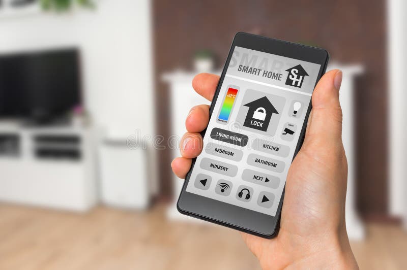 Control Casero Elegante App En El Smartphone - Concepto Casero Elegante Foto de archivo - Imagen ...