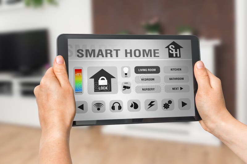Control Casero Elegante App En La Tableta - Concepto Casero Elegante Imagen de archivo - Imagen ...