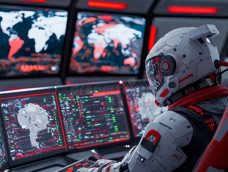 A Control Center Equipped with Screens Showing Data and World Maps ...