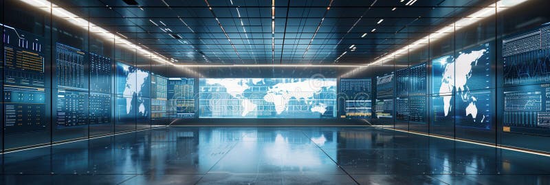 The Control Center Features High-tech Screens Displaying Detailed ...