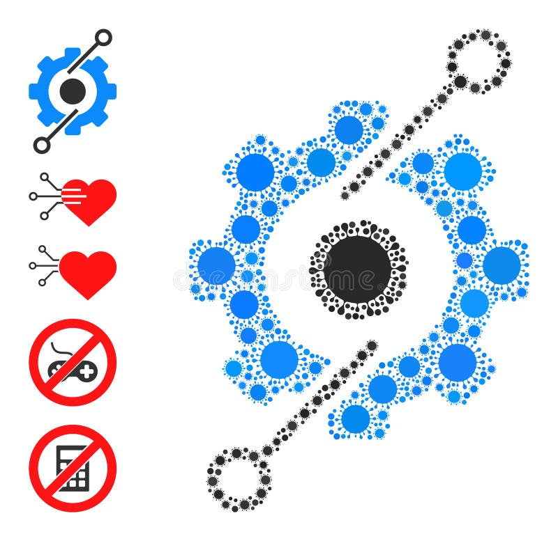 Control Center Gear Icon - Bacterium Collage and Additional Icons Stock ...