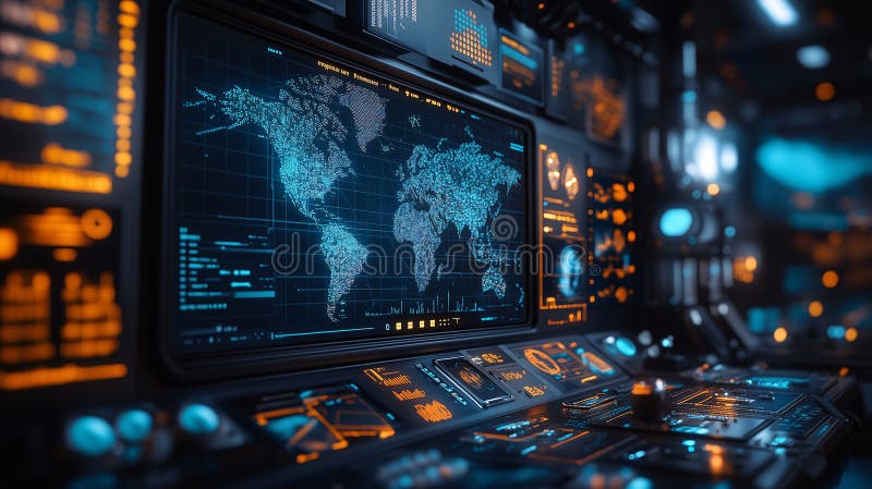 Control Center Monitoring Global Network Activity with World Map ... Control Center Monitoring Global Network Activity with World Map ...