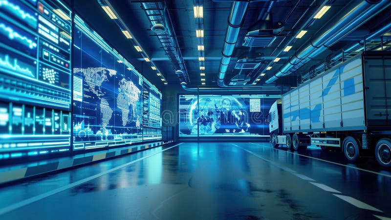 The Control Center Monitors Delivery Routes and Logistics Data on ...