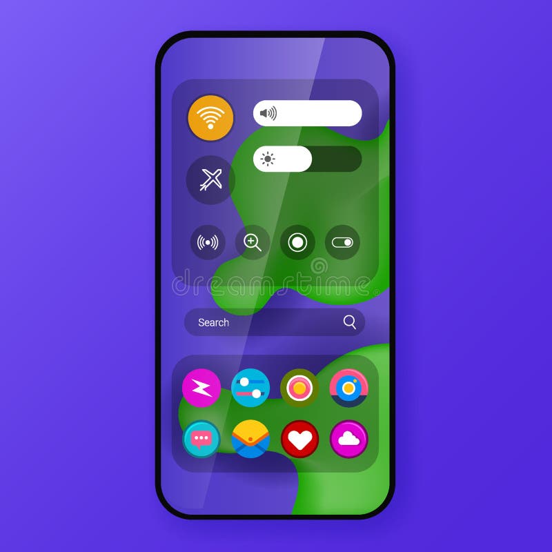 Control Center User Interface Home Screen Realistic Smartphone Design ...