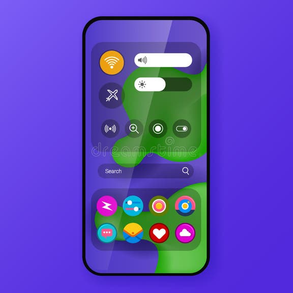 Control Center User Interface Home Screen Realistic Smartphone Design ...