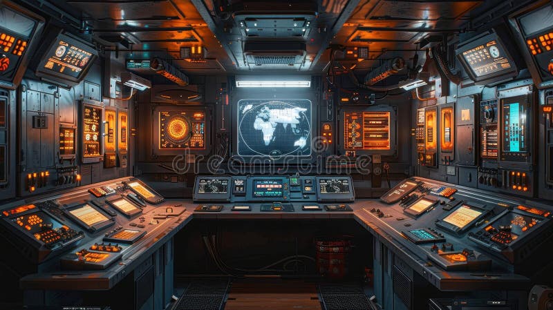 Control Center on a Warship. Situation in the Control Room Stock Image ...