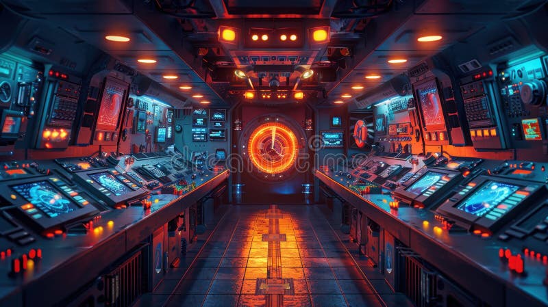 Control Center on a Warship. Situation in the Control Room Stock Photo ...
