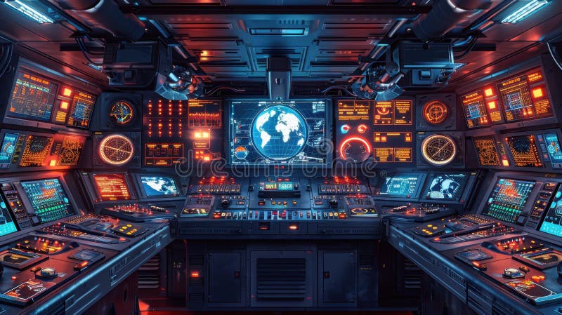 Control Center on a Warship. Situation in the Control Room Stock Photo ...